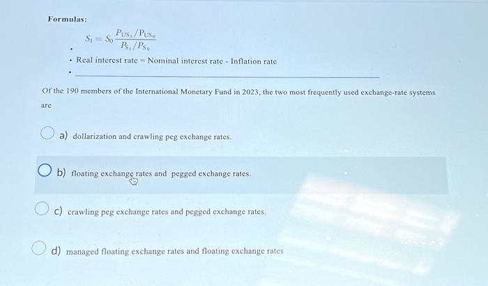 Solved Formulas: - S1=S0PS1/PS0PUS1/PUS0 - Real interest | Chegg.com