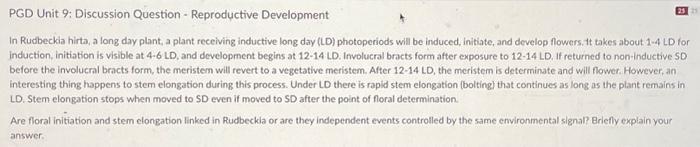 Solved PGD Unit 9: Discussion Question - Reproductive | Chegg.com