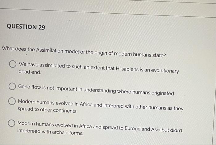 Solved QUESTION 29 What does the Assimilation model of the | Chegg.com