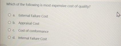 Solved Which of the following is most expensive cost of | Chegg.com