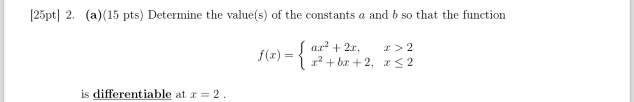 Solved by an EXPERT [25pt] 2. (a)(15 pts) ﻿Determine the value(s) of ﻿the | Chegg.com
