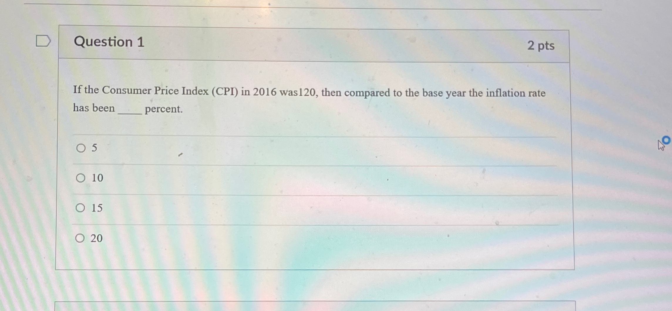 Solved Question 12 ﻿ptsIf the Consumer Price Index (CPI) ﻿in | Chegg.com