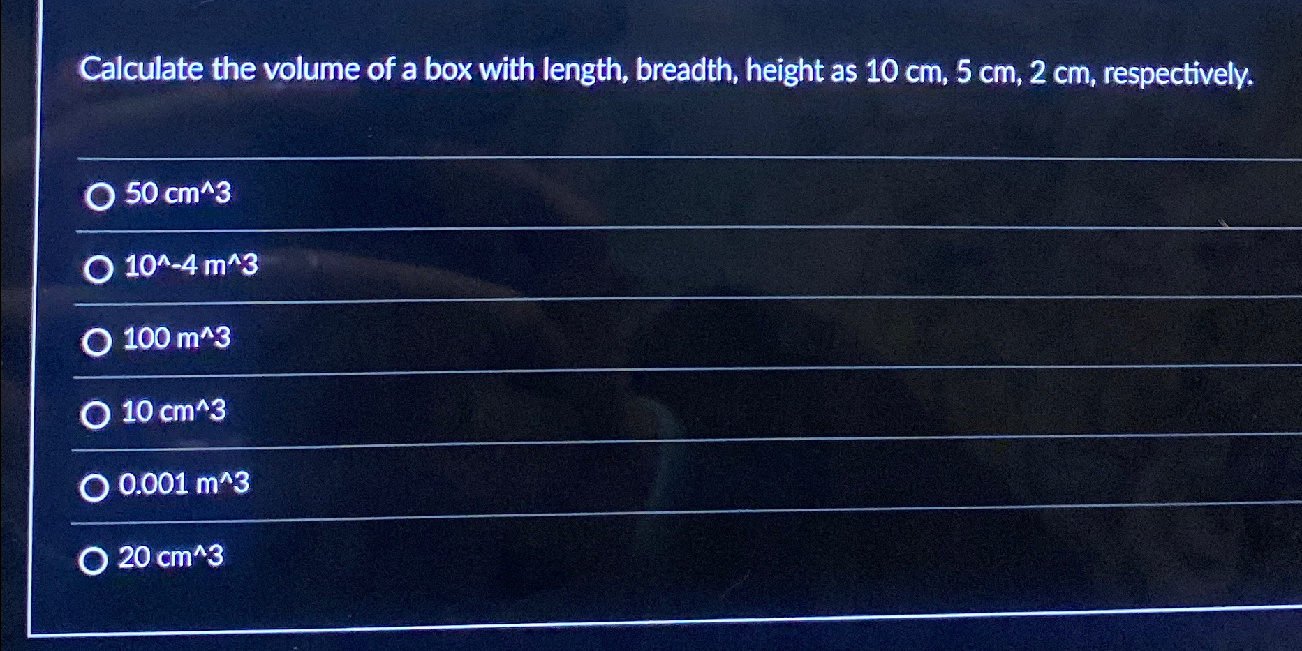 Solved Calculate the volume of a box with length, breadth, | Chegg.com