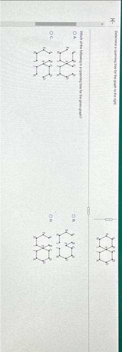 Solved K Determine a spanning tree for the graph to the | Chegg.com