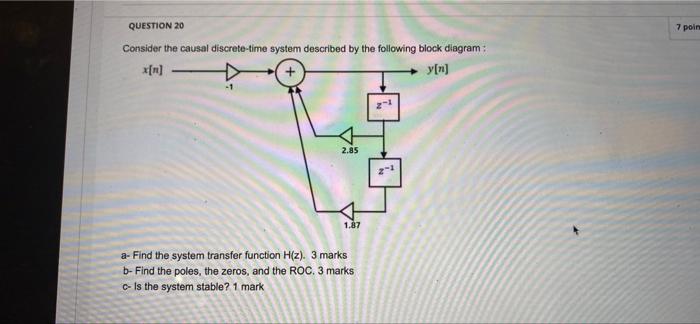 Solved QUESTION 20 7 poin Consider the causal discrete-time | Chegg.com