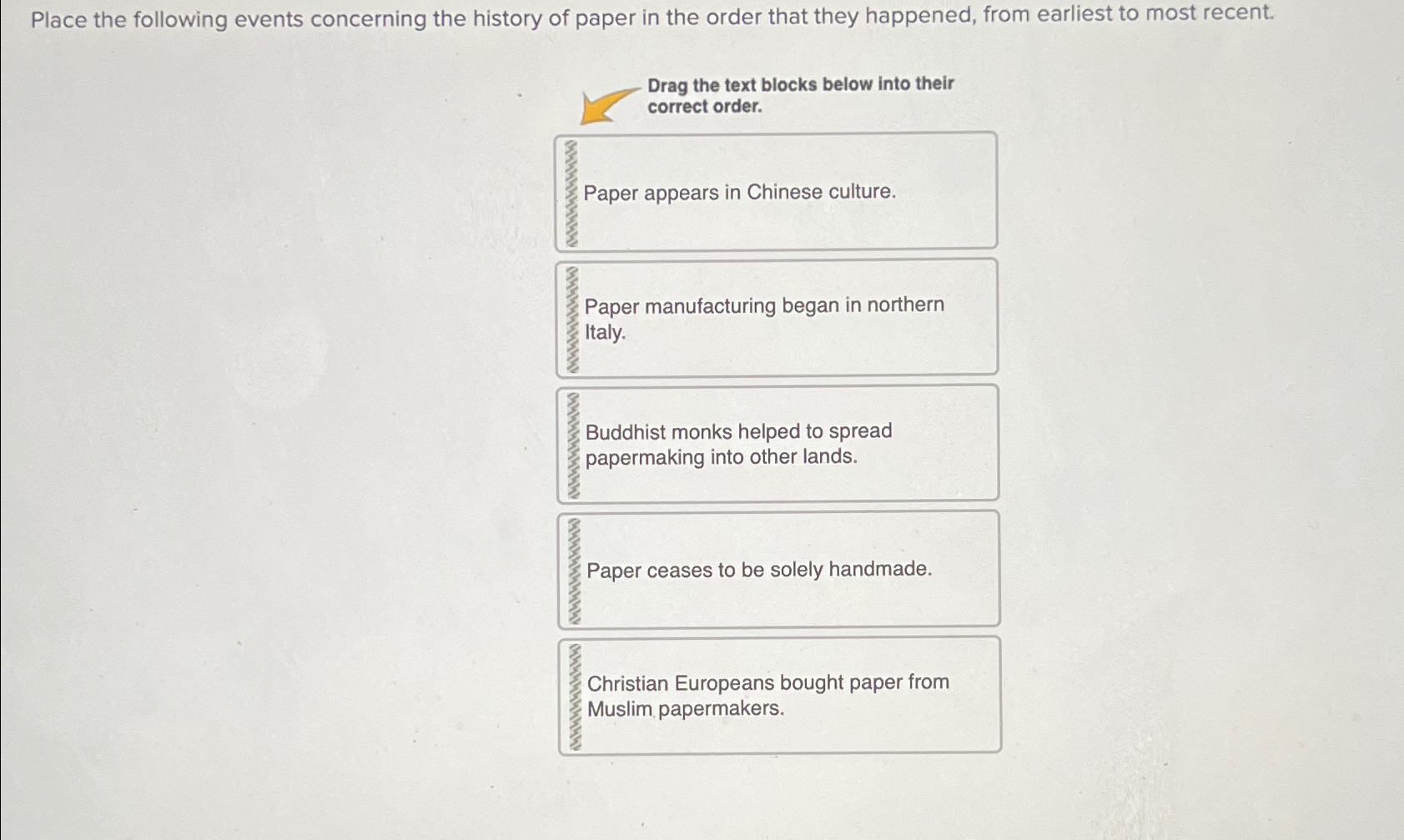 Solved Place the following events concerning the history of | Chegg.com