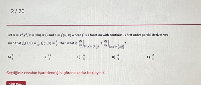 Solved Let u=x2y2,v=sin(πx) and z=f(u,v) where f is a | Chegg.com