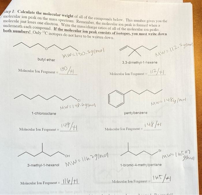 Solved how do i push arrows for 1-chlorooctane for base peak | Chegg.com