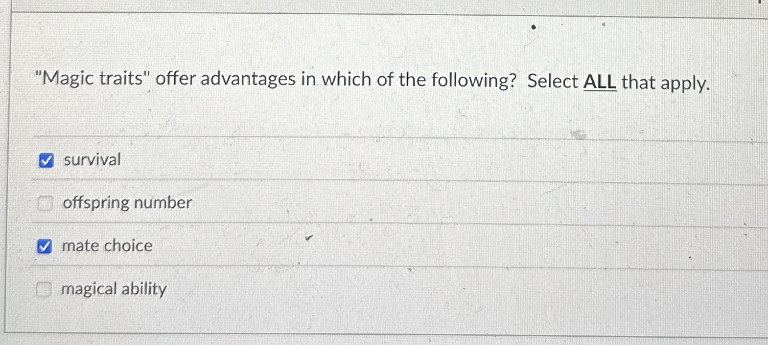 Solved "Magic traits" offer advantages in which of the | Chegg.com
