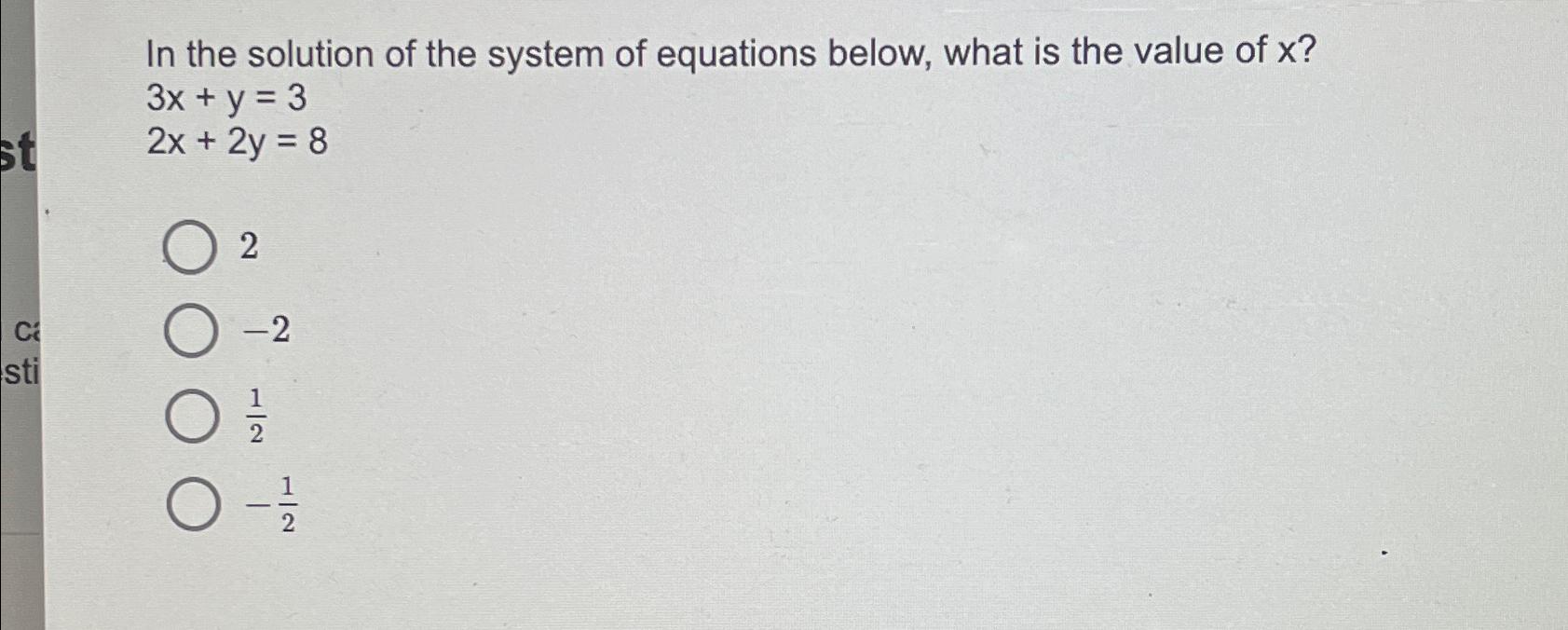 Solved In the solution of the system of equations below, | Chegg.com