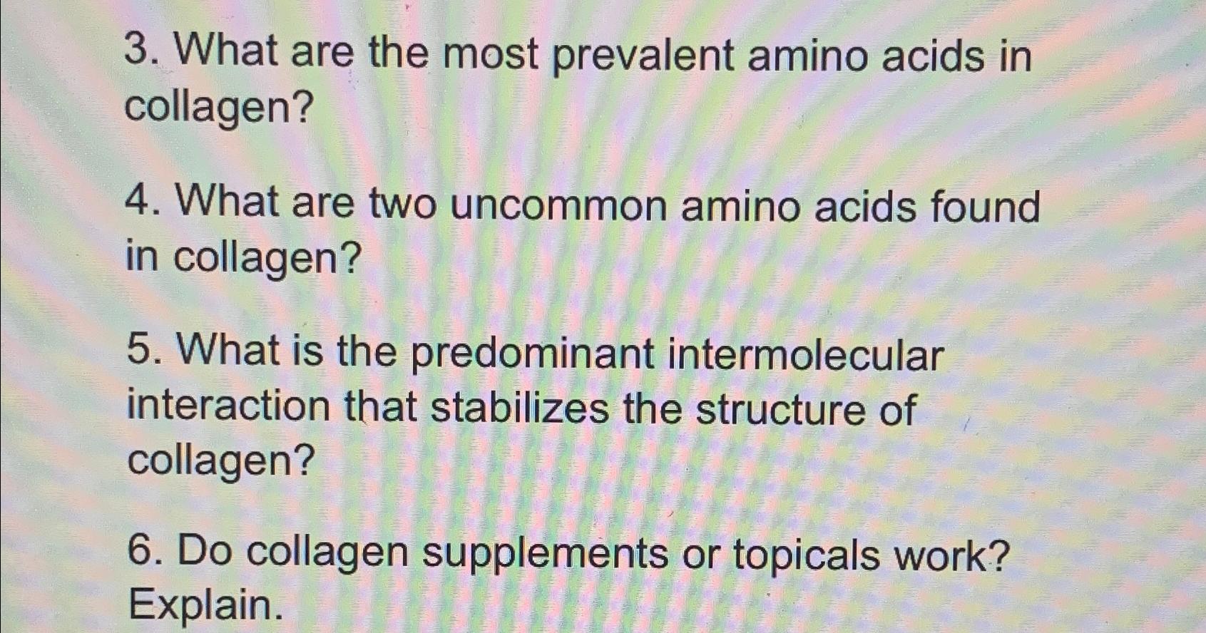 Solved Look at the Collagen link from the PDB Molecule of | Chegg.com