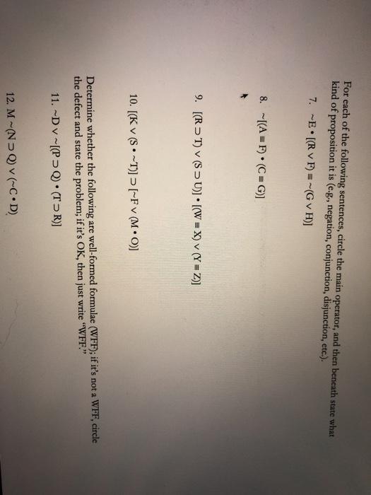 For each of the following sentences, circle the main | Chegg.com