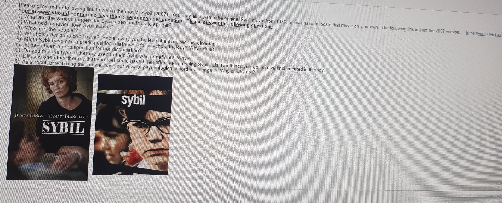 Solved 1) What are the various triggers for Sybil s | Chegg.com