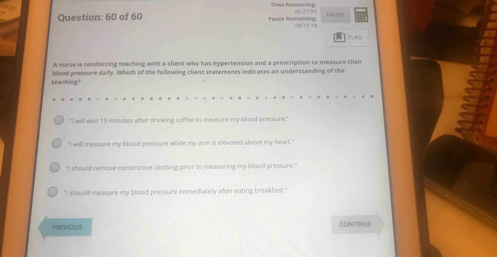 Solved Question: 60 ﻿of 60Time Remaining:05:27:33Pause | Chegg.com