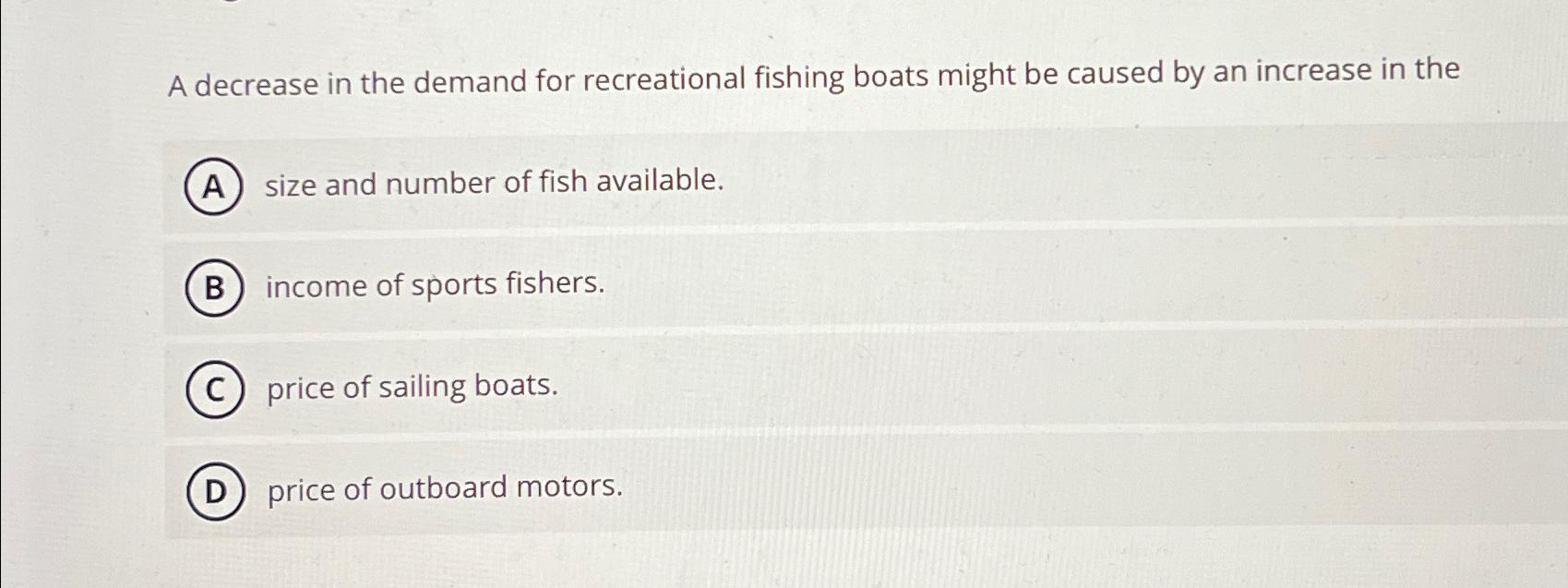 Solved A decrease in the demand for recreational fishing | Chegg.com