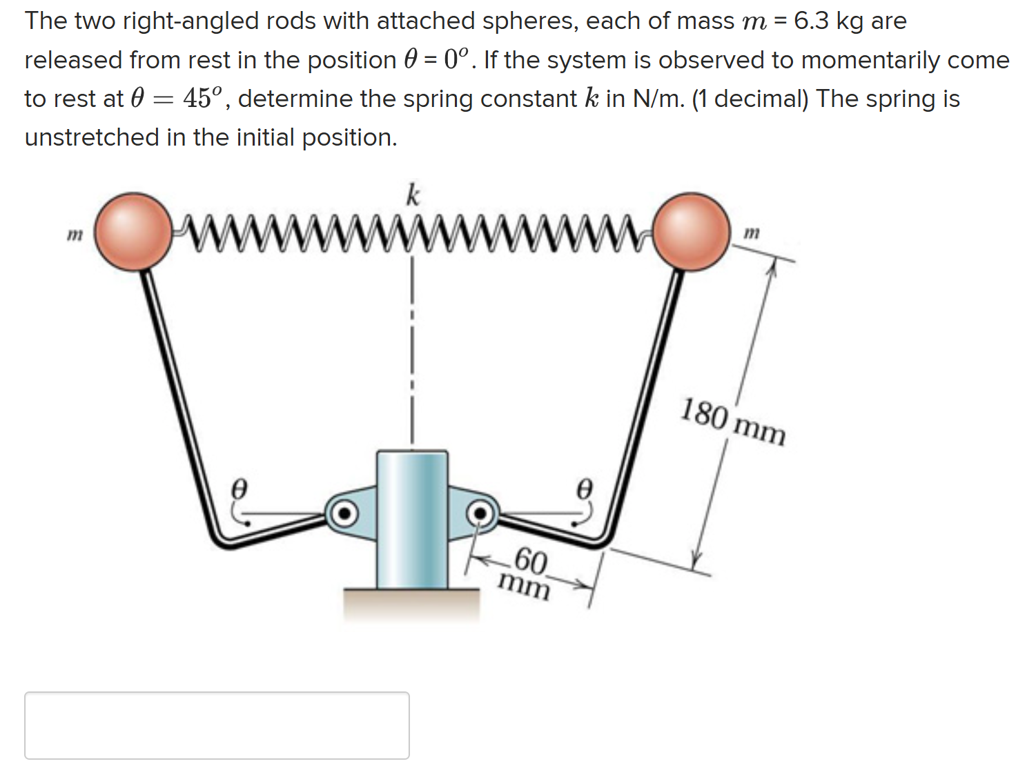 Solved The two right-angled rods with attached spheres, each | Chegg.com