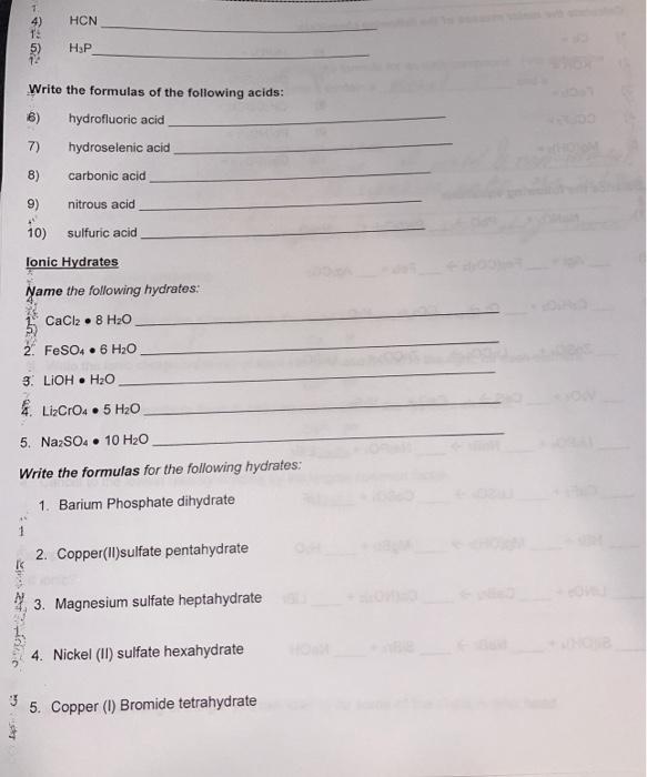 Solved Write the formulas for the following compounds: 1) | Chegg.com