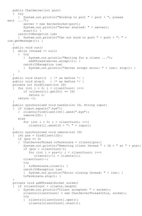 Solved chat system java project. please fill in the missing | Chegg.com