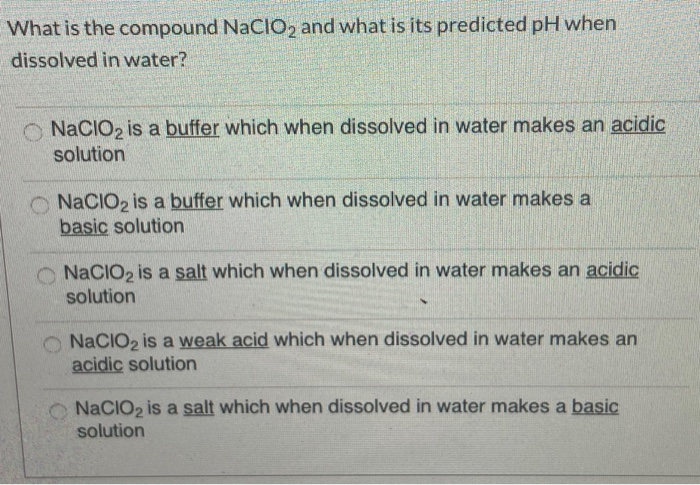 Solved What is the compound Nacio, and what is its predicted | Chegg.com