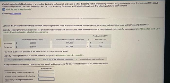 Solved Woodal makes handheld calculators in two models-basic | Chegg.com