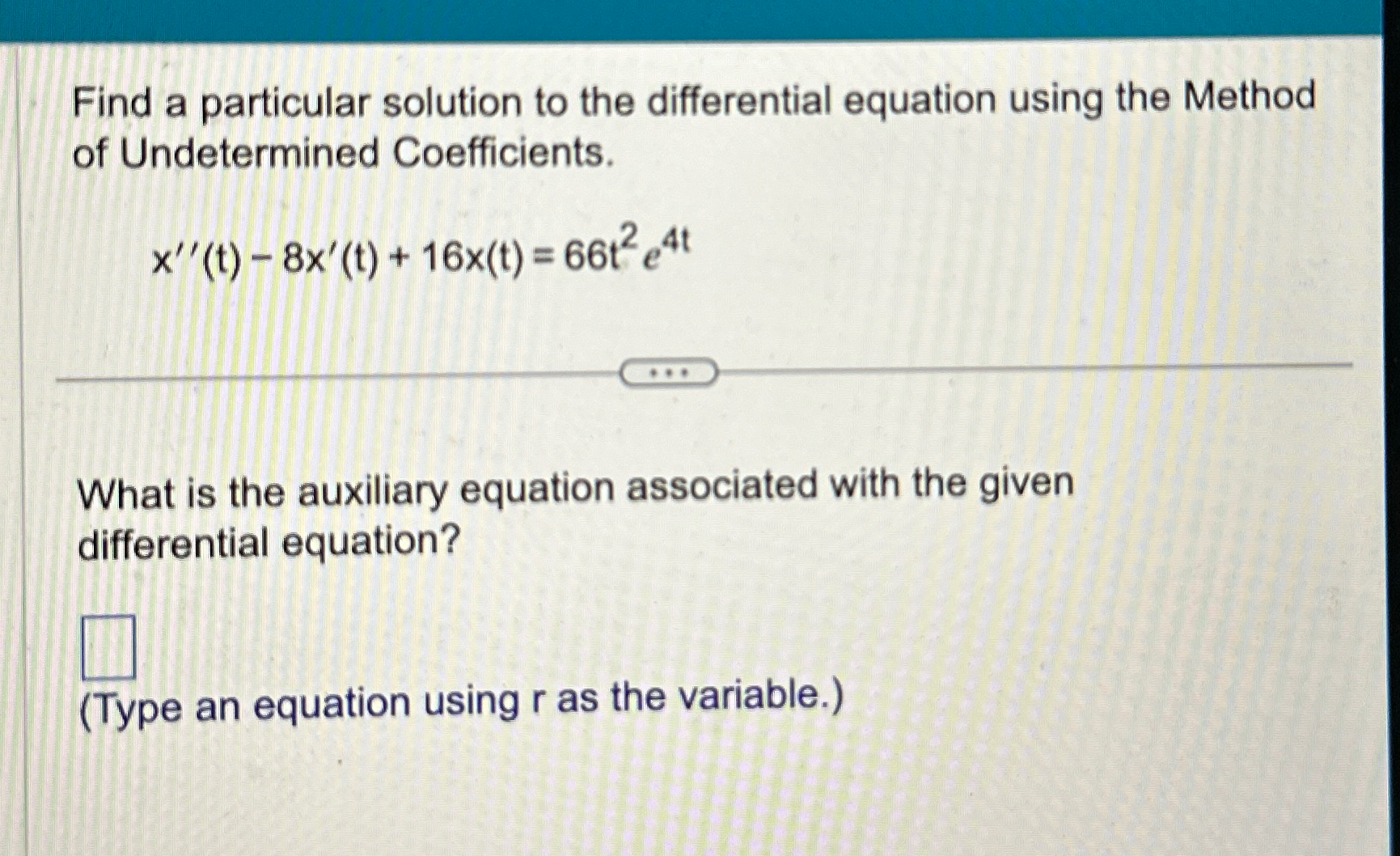 Find a particular solution to the differential | Chegg.com