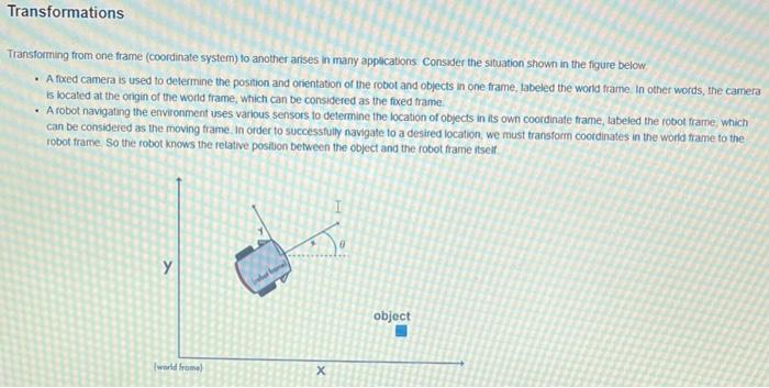 Solved Transforming from one frame (coordinate system) to | Chegg.com