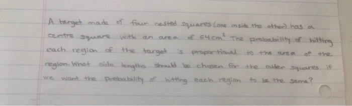 Solved A target made of four nested squares Lone inside the | Chegg.com