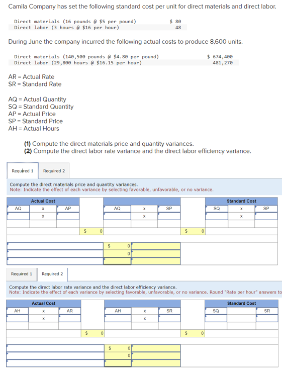 Solved (1) ﻿Compute the direct materials price and quantity | Chegg.com