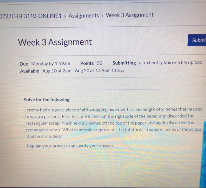 Solved 2727C-GE3110-ONLINE1 > Assignments > Week 3 | Chegg.com