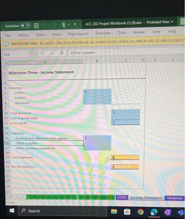 Milestone One - Variable and Fixed Costs Total | Chegg.com