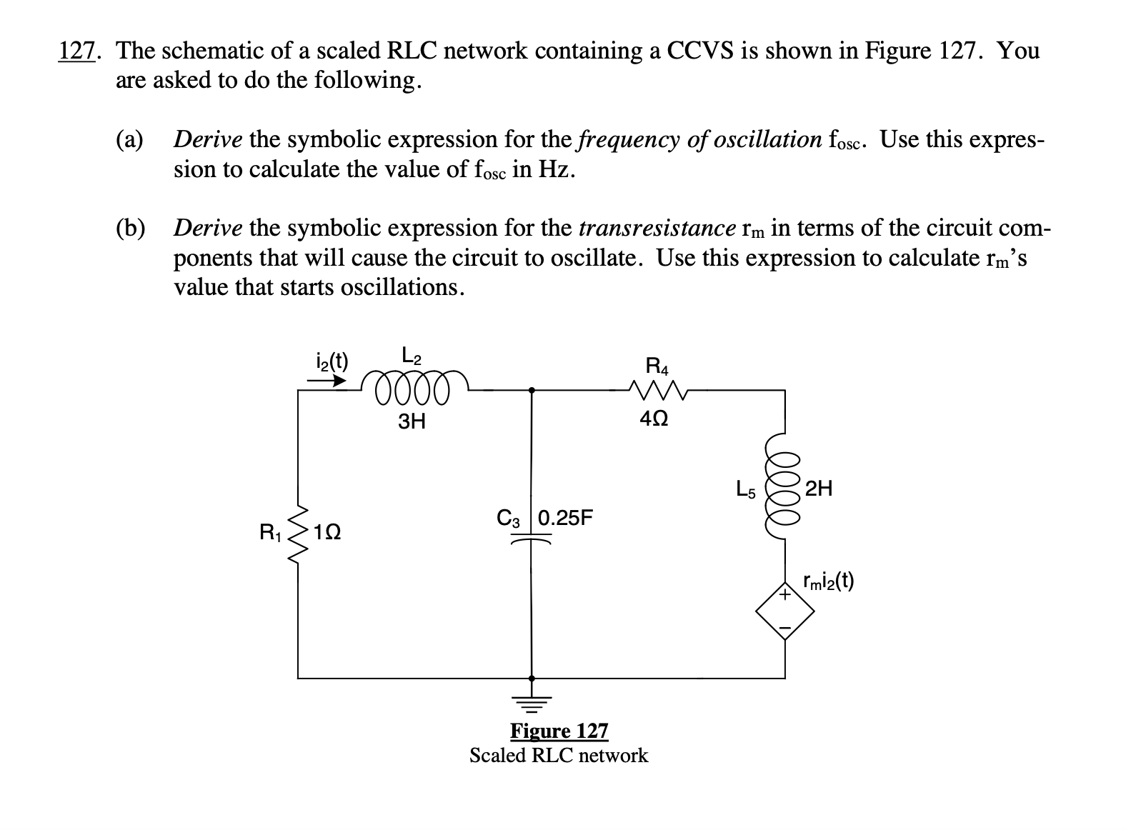 Solved 127. ﻿The schematic of a scaled RLC network | Chegg.com