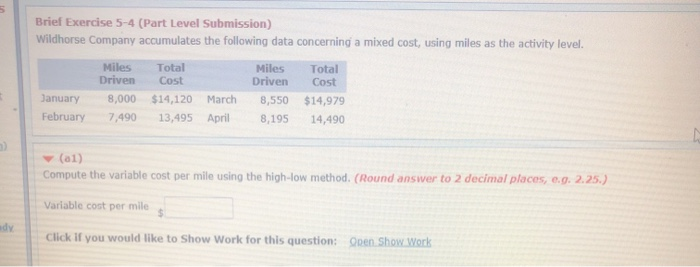 Solved Brief Exercise 5-4 (Part Level Submission) Wildhorse | Chegg.com