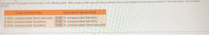 Solved Calculate the 3 equivalent interest rates in the | Chegg.com