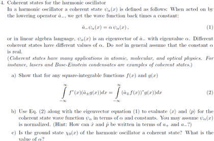 Solved Coherent states for the harmonic oscillator In a | Chegg.com