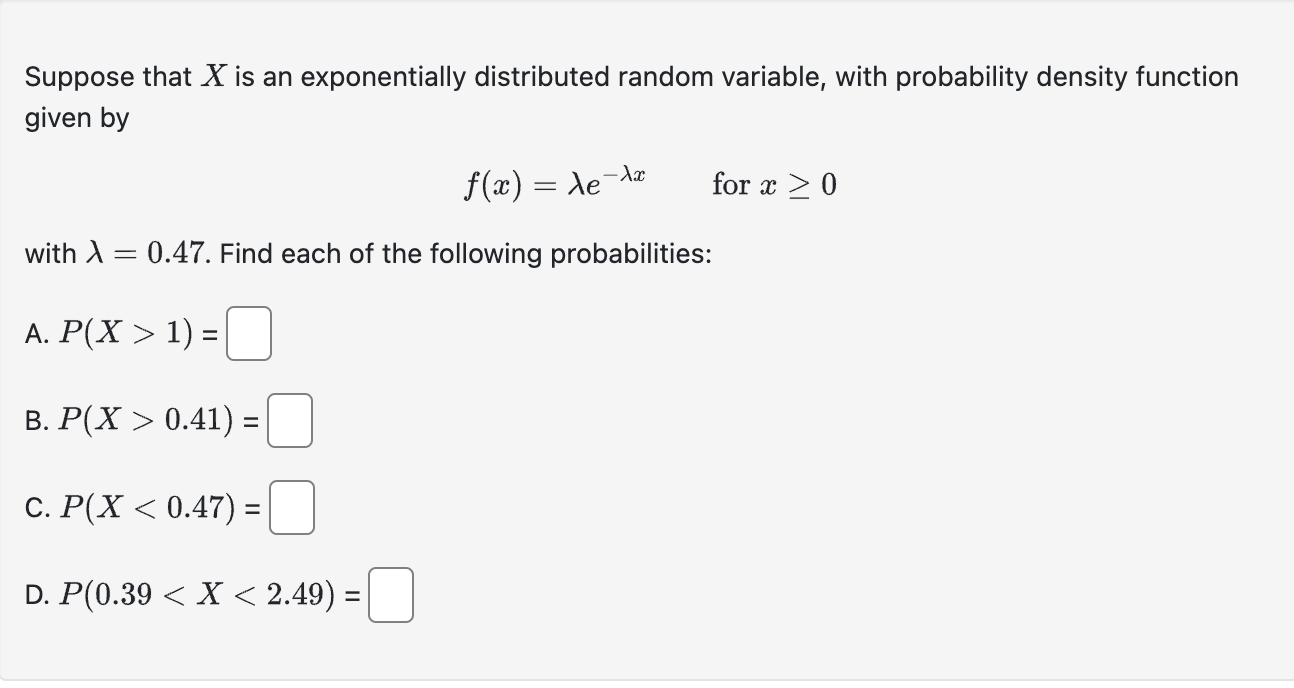 Solved Suppose that x ﻿is an exponentially distributed | Chegg.com