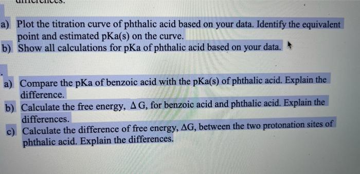 Chart 2 (titration of phthalic acids) Volume of NaOH | Chegg.com