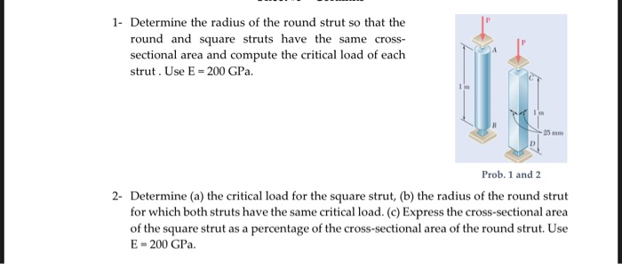 Solved 1- Determine the radius of the round strut so that | Chegg.com