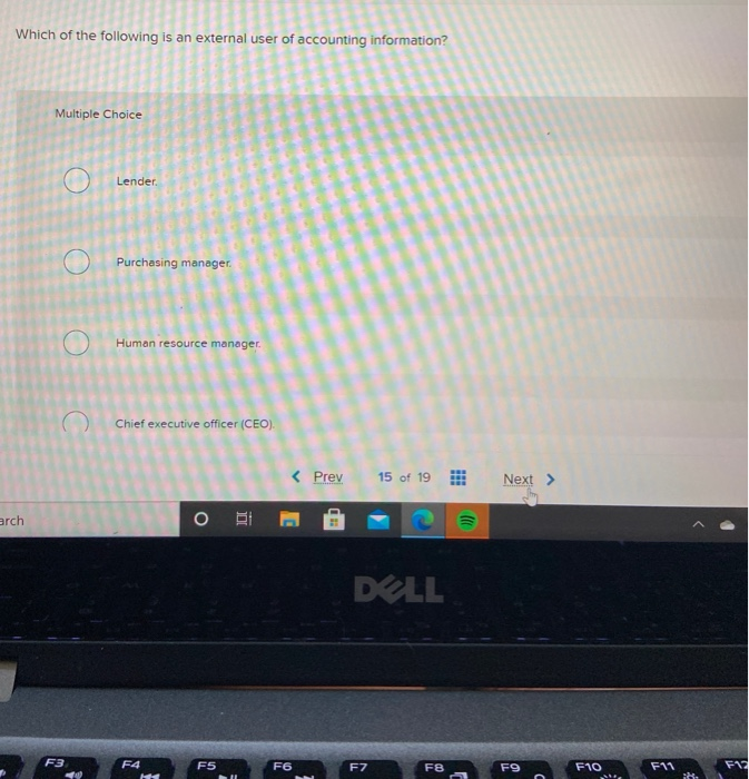 Solved Which of the following is an external user of | Chegg.com