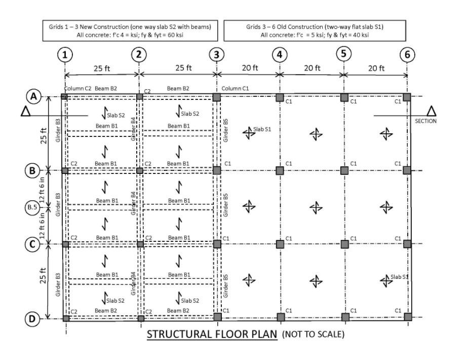 Solved Grids 1 - 3 New Construction (one way slab S2 with | Chegg.com