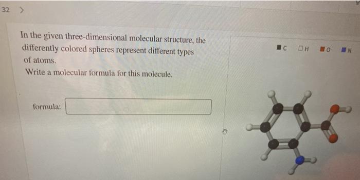 Solved 32 > ICOH 10 In the given three-dimensional molecular | Chegg.com