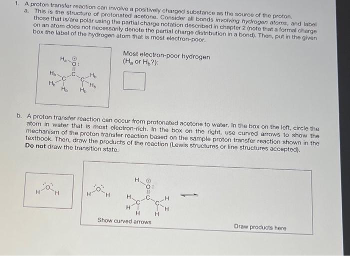 Solved 1. A proton transfer reaction can involve a | Chegg.com