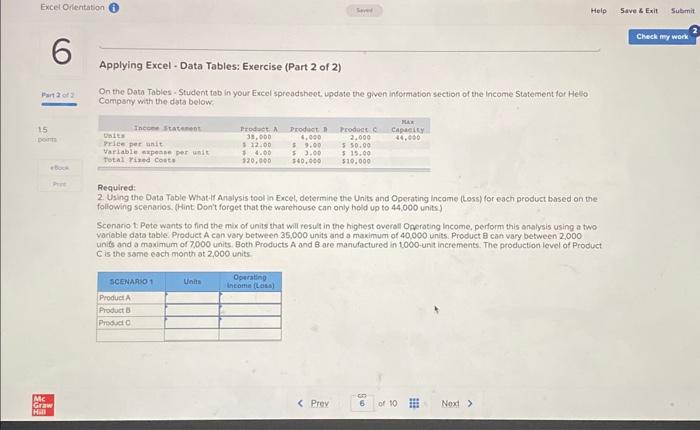 Applying Excel Data Tables Excel Worksheet Part 1
