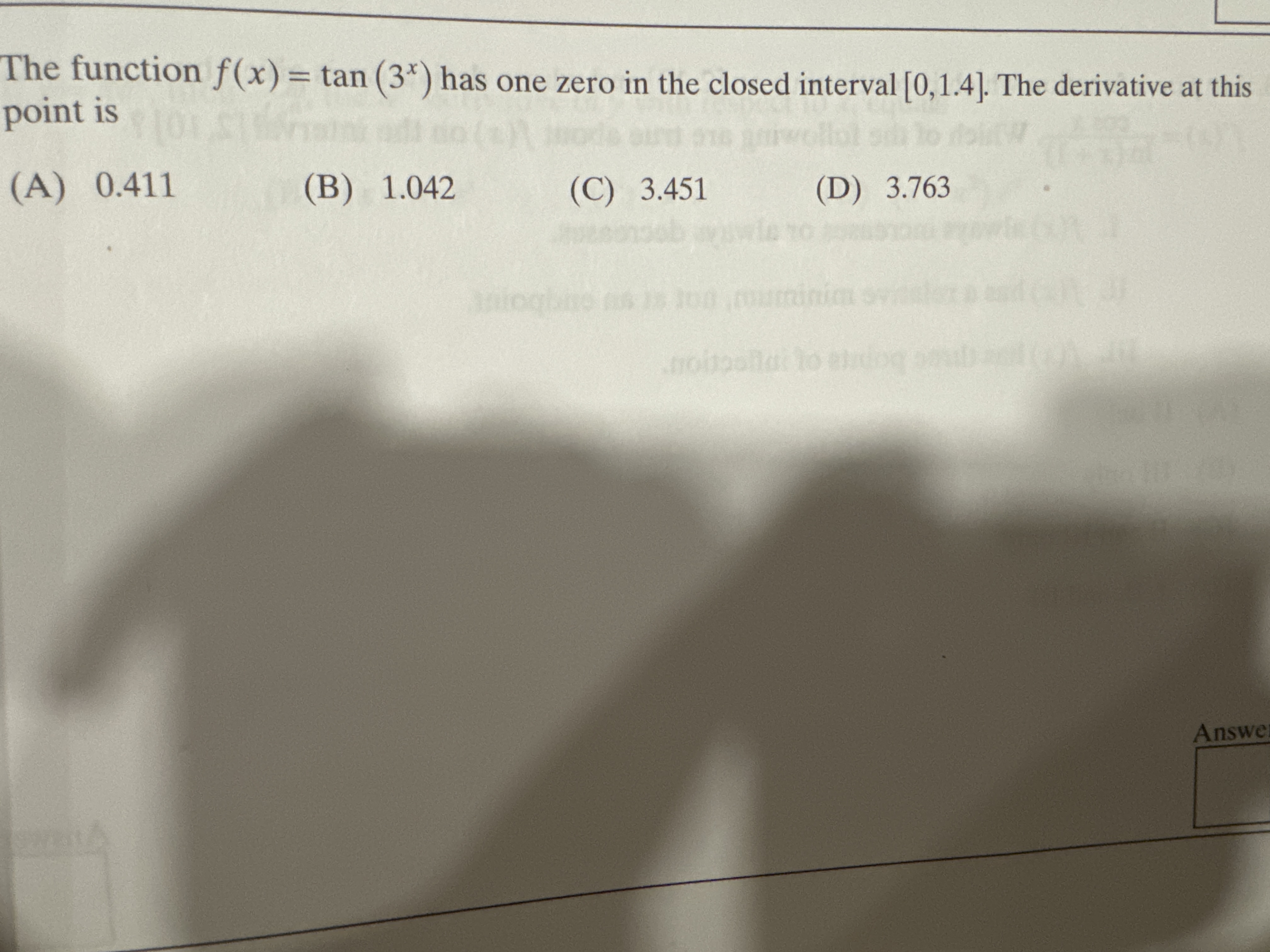 Solved The function f(x)=tan(3x) ﻿has one zero in the closed | Chegg.com