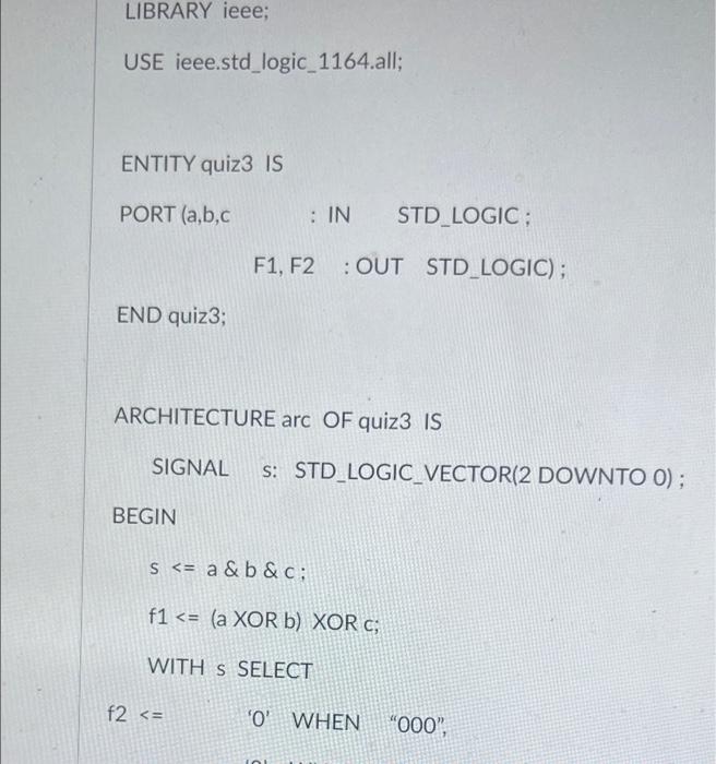 Solved LIBRARY ieee; USE ieee.std_logic_1164.all; ENTITY | Chegg.com