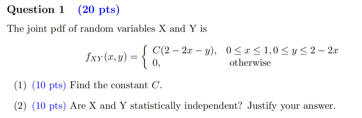 Solved The joint pdf of random variables X and Y | Chegg.com