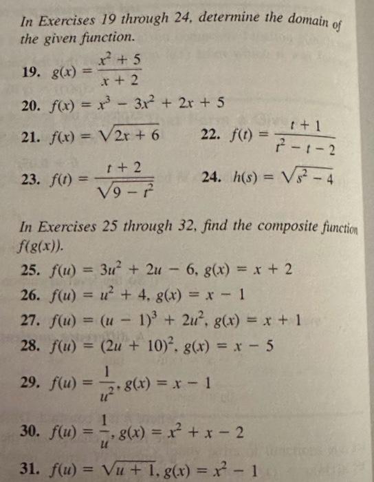 Solved In Exercises 19 through 24, determine the domain of | Chegg.com