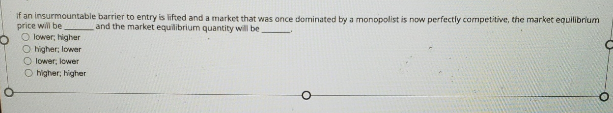 Solved If an insurmountable barrier to entry is lifted and a | Chegg.com