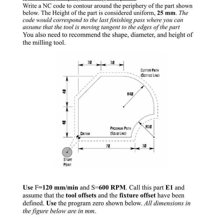 Solved Write a NC code to contour around the periphery of | Chegg.com