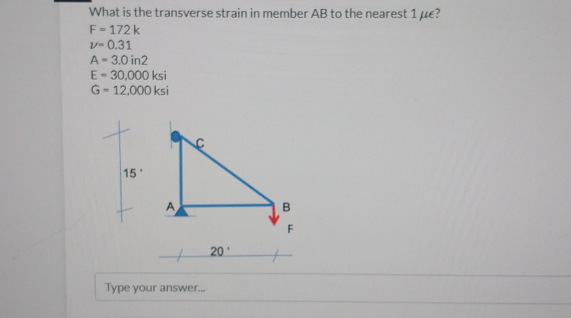 Solved What is the transverse strain in member AB to the | Chegg.com