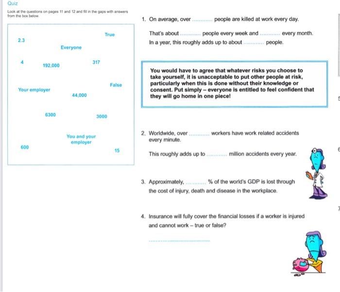 Quiz Look at the questions on pages 11 and 12 and | Chegg.com